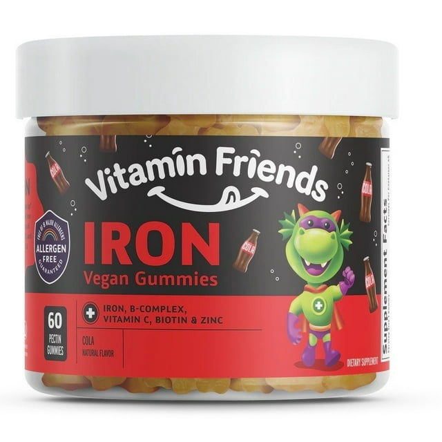 Vitamin Friends Iron Kids Vegan Gummies Cola 60 Gummy - Walmart.com
