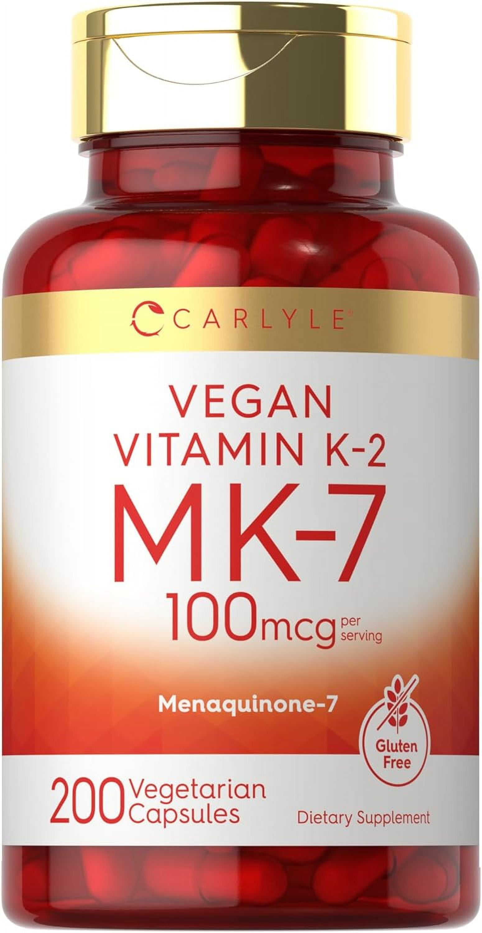Vitamin K2 MK7 100mcg | 200 Vegan Capsules | Menaquinone-7 Supplement ...