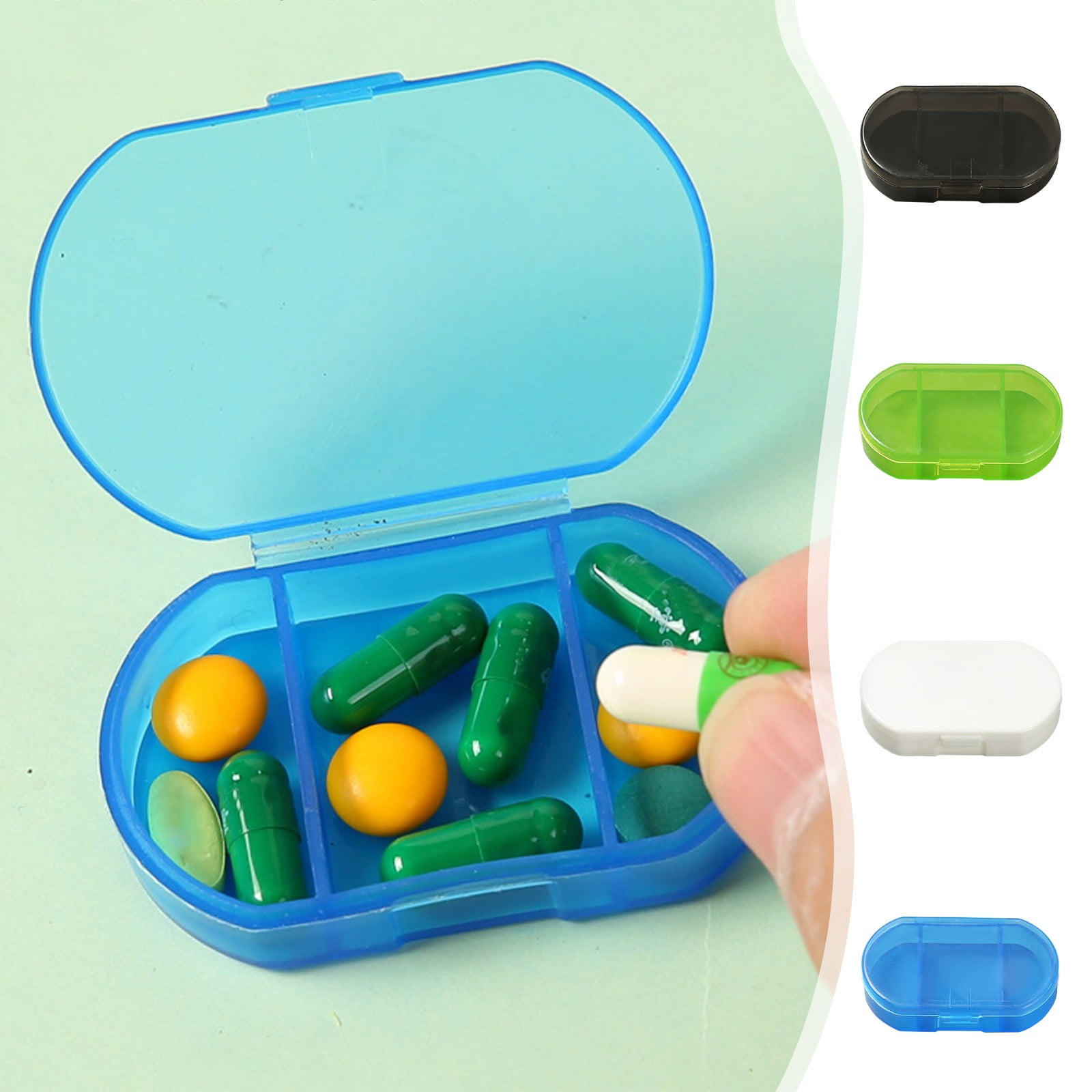 Vitamin Organiser Compact Portable 3 Compartment Box Morning Noon Night ...