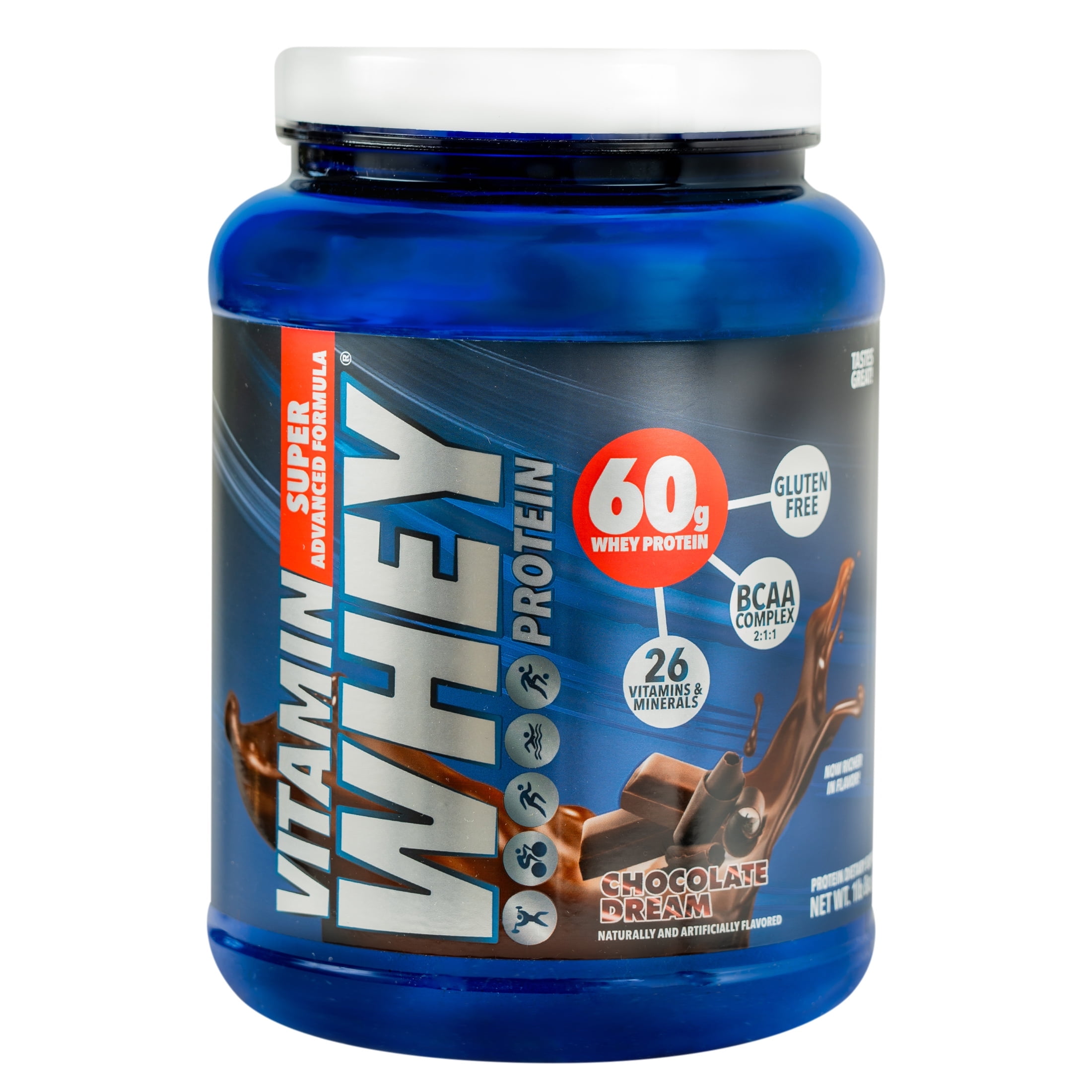 Vitamin Whey Protein Powder Chocolate - 60g of Protein - Gluten Free-26 ...