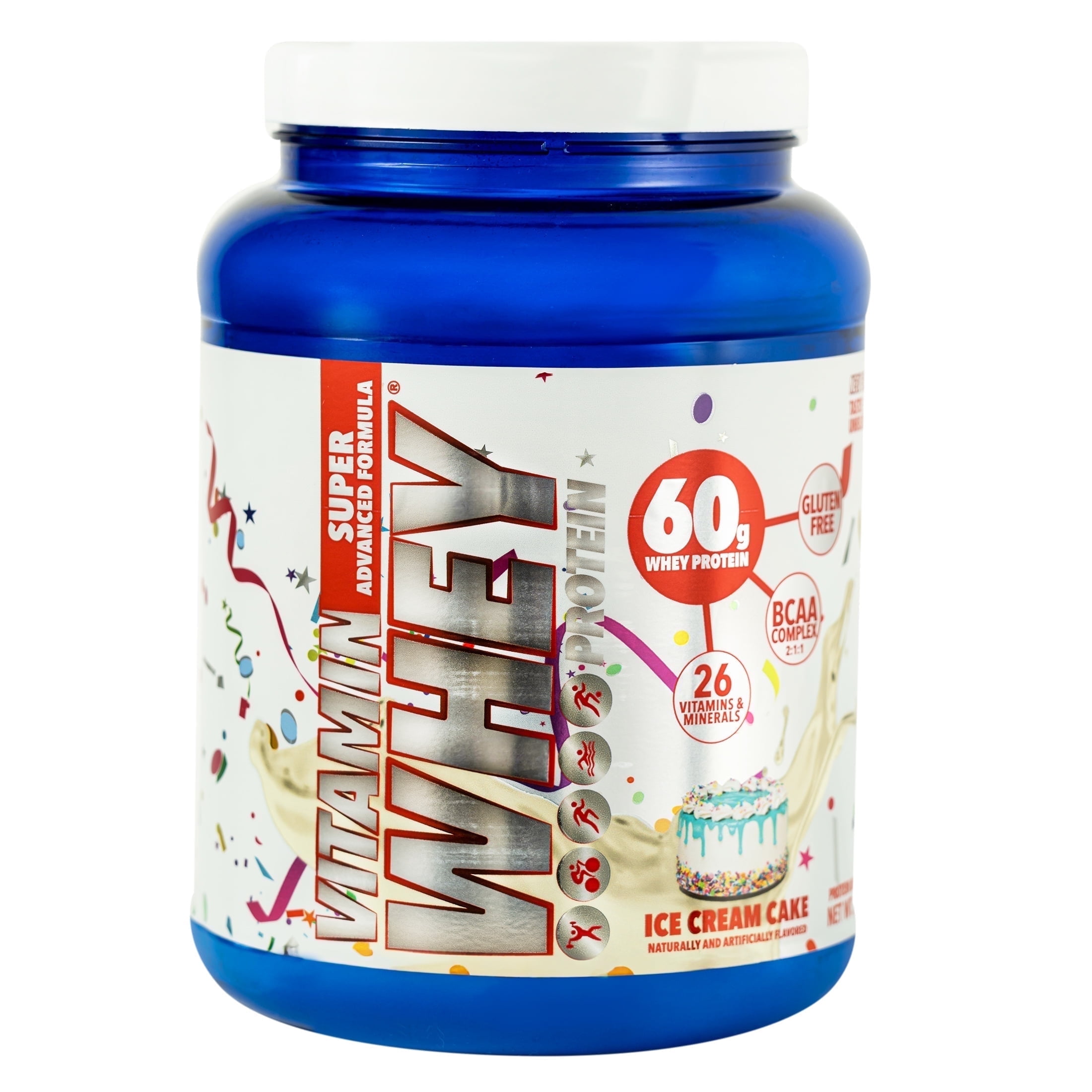 Vitamin Whey Protein Powder, Ice Cream Cake Flavor, 60g Protein, 26 ...