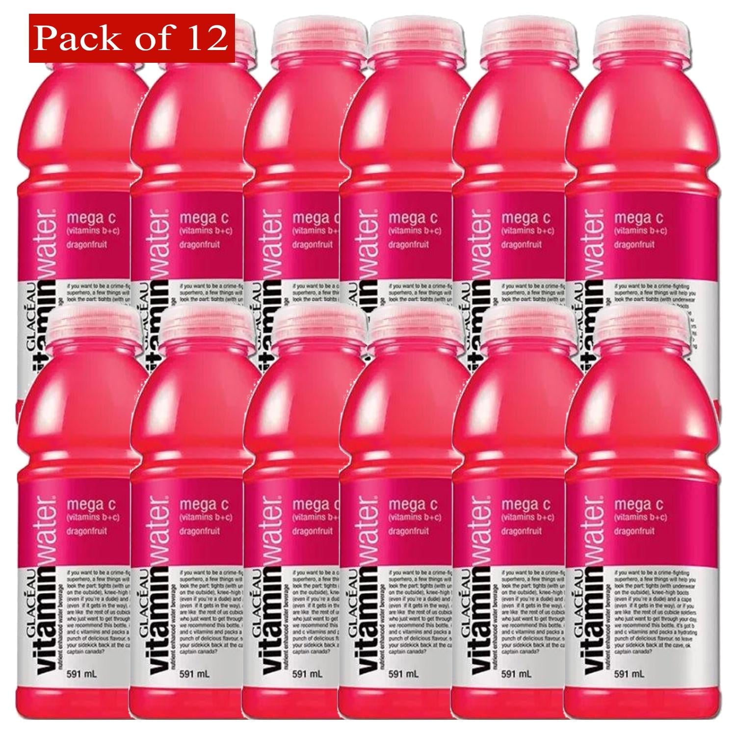 VitaminWater Mega C - Dragonfruit, 591 ml (Pack of 12 Bottles ...