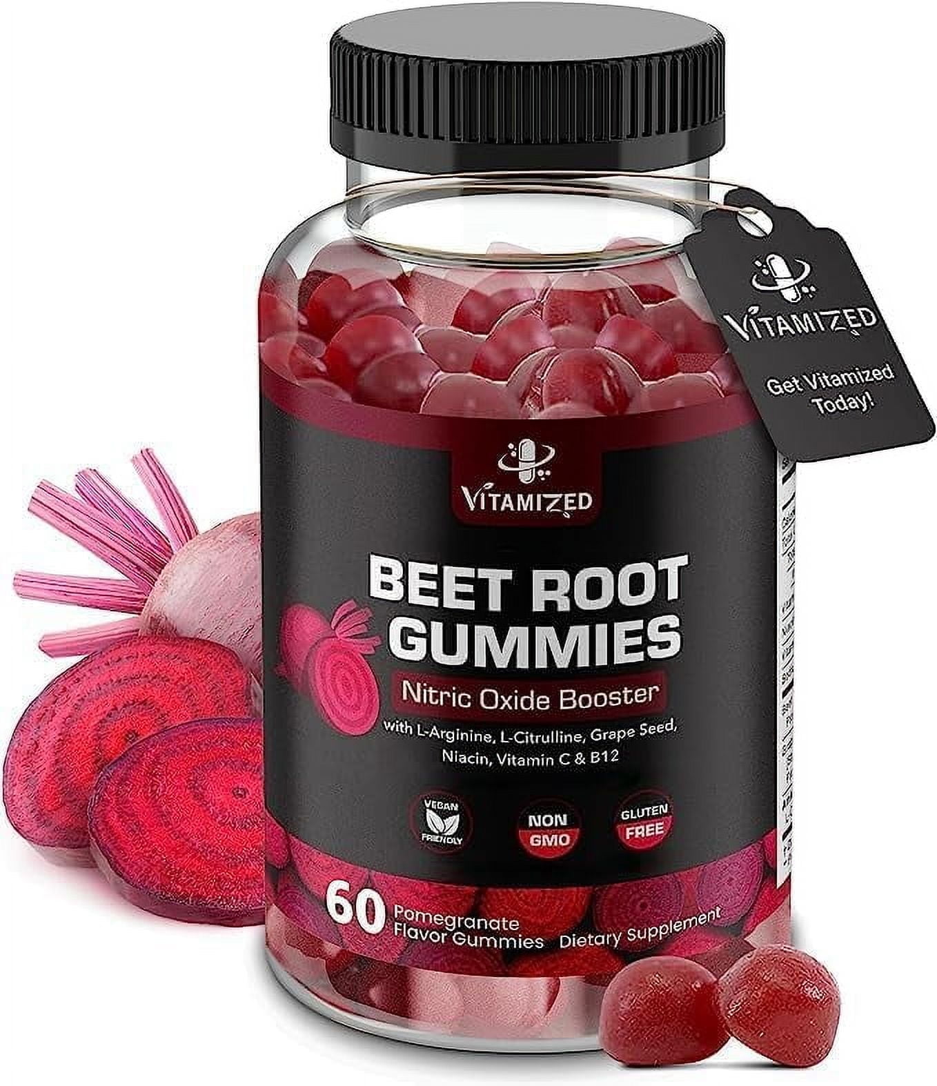 Vitamized Beetroot Gummies 1000mg with Grape Seed & B12- Pomegranate ...