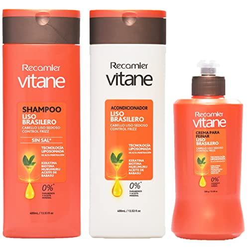 Vitane Liso Brasilero,Shampoo,Conditioner,Styling Cream Frizz Control ...