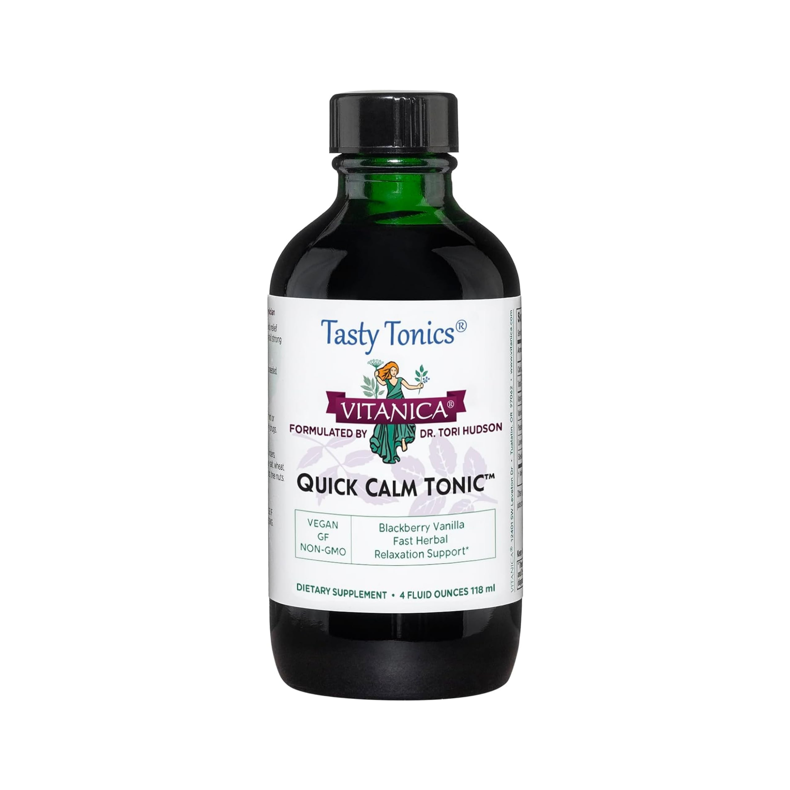 Vitanica Quick Calm Tonic, Blackberry Vanilla Quick Relief, Vegan, 4 oz ...