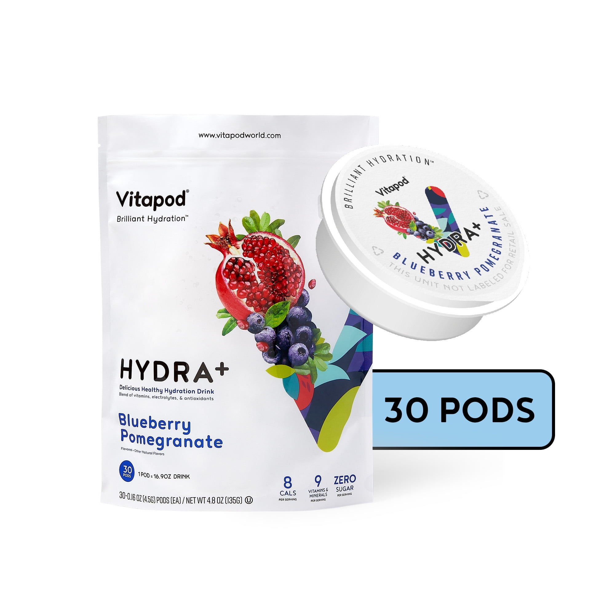 Vitapod Hydra+ Blueberry Pomegranate Healthy Hydration Mix - 30 Pods ...