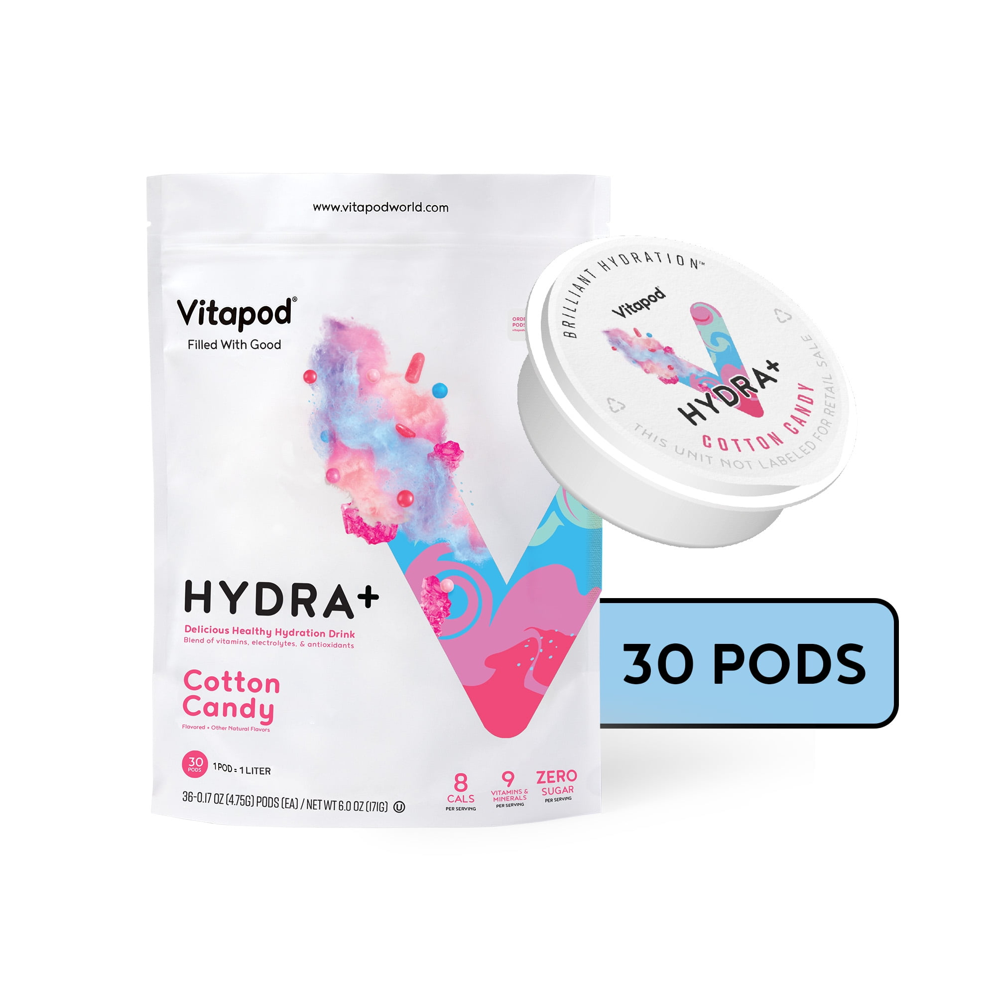 Vitapod Hydra+ Cotton Candy Healthy Hydration Mix - 30 Pods ...