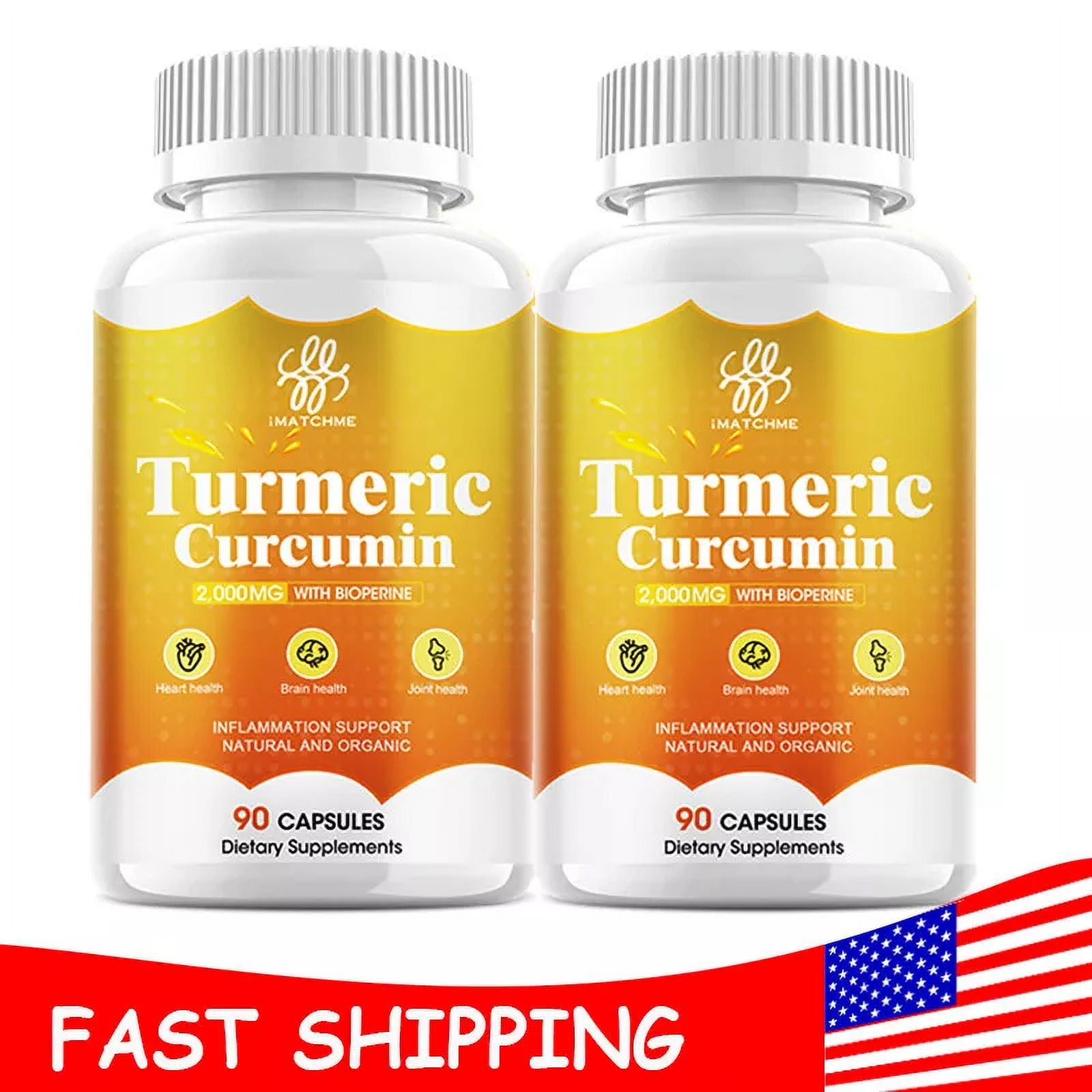 Vitar Life 180 Capsules Turmeric Curcumin 2000mg w/ BioPerineHerbal ...