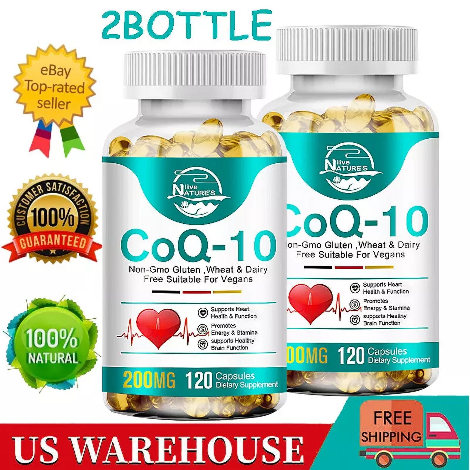 Vitar Life CoQ10 200mg, 240 Capsules, Vegetarian Capsules, Non-GMO ...