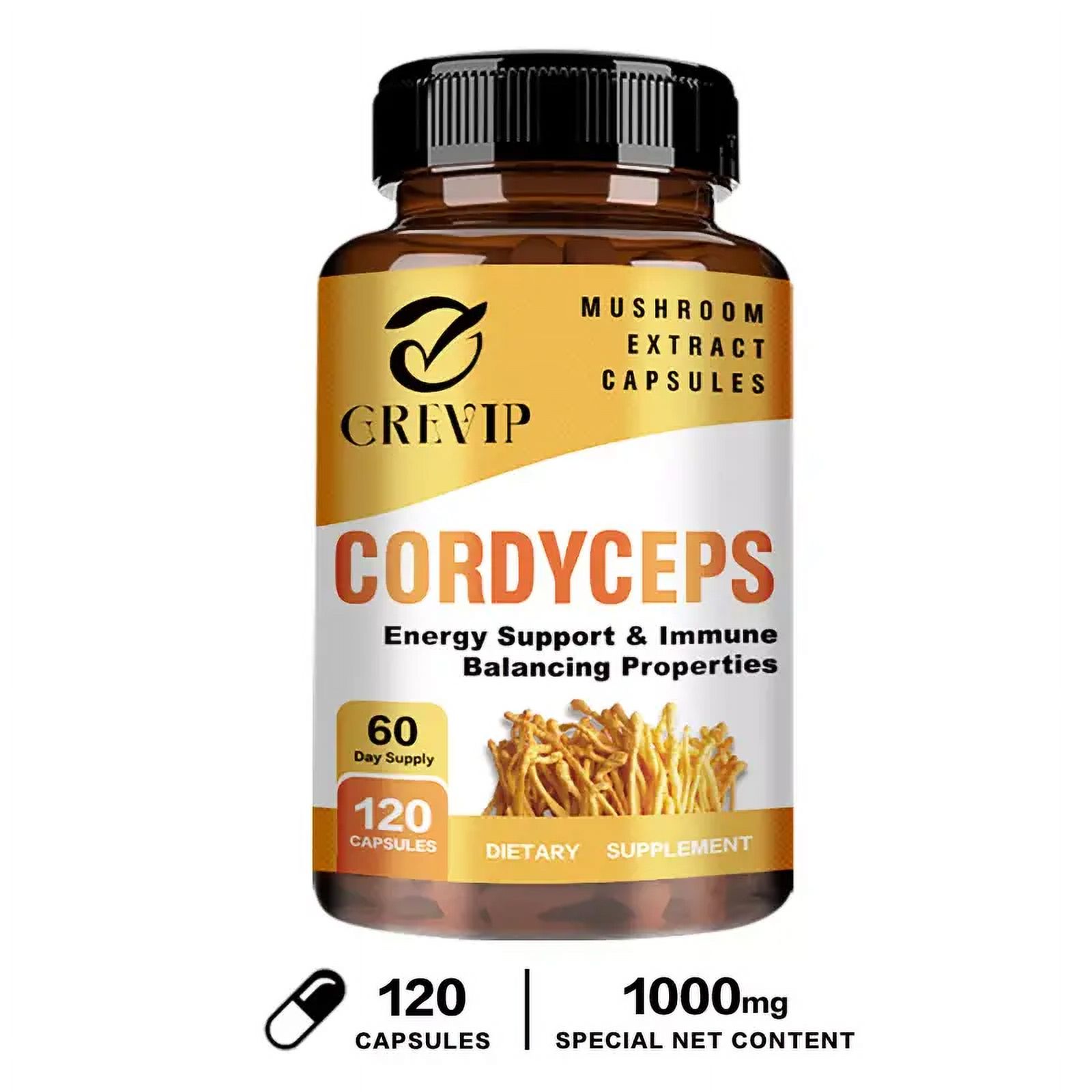 Vitar Life Cordyceps 1000mg - Mushroom Supplement - Energy & Immune Support, Non-Gmo 120 ...