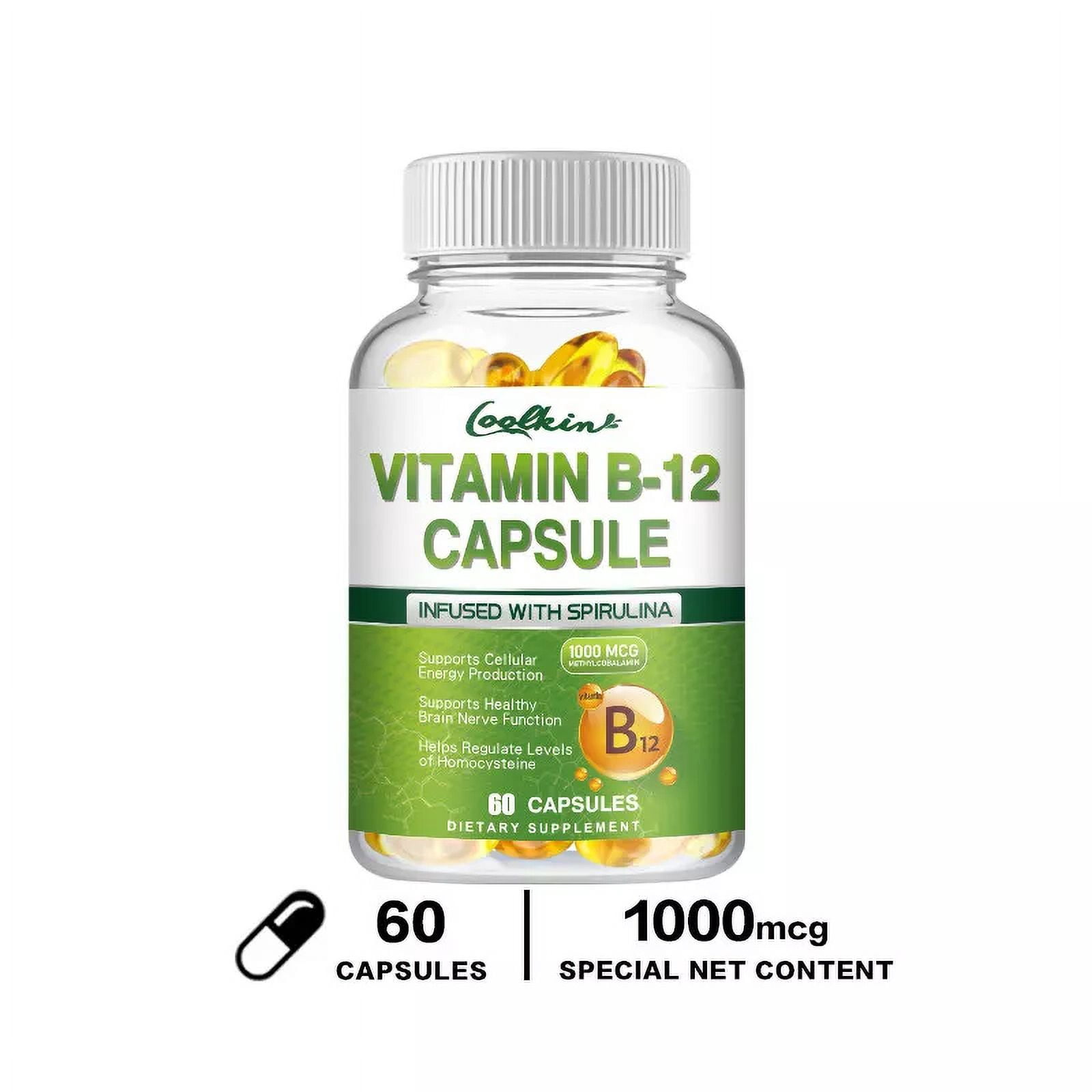 Vitar Life Vitamin B-12 Methylcobalamin 1000mcg - Spirulina - Energy ...