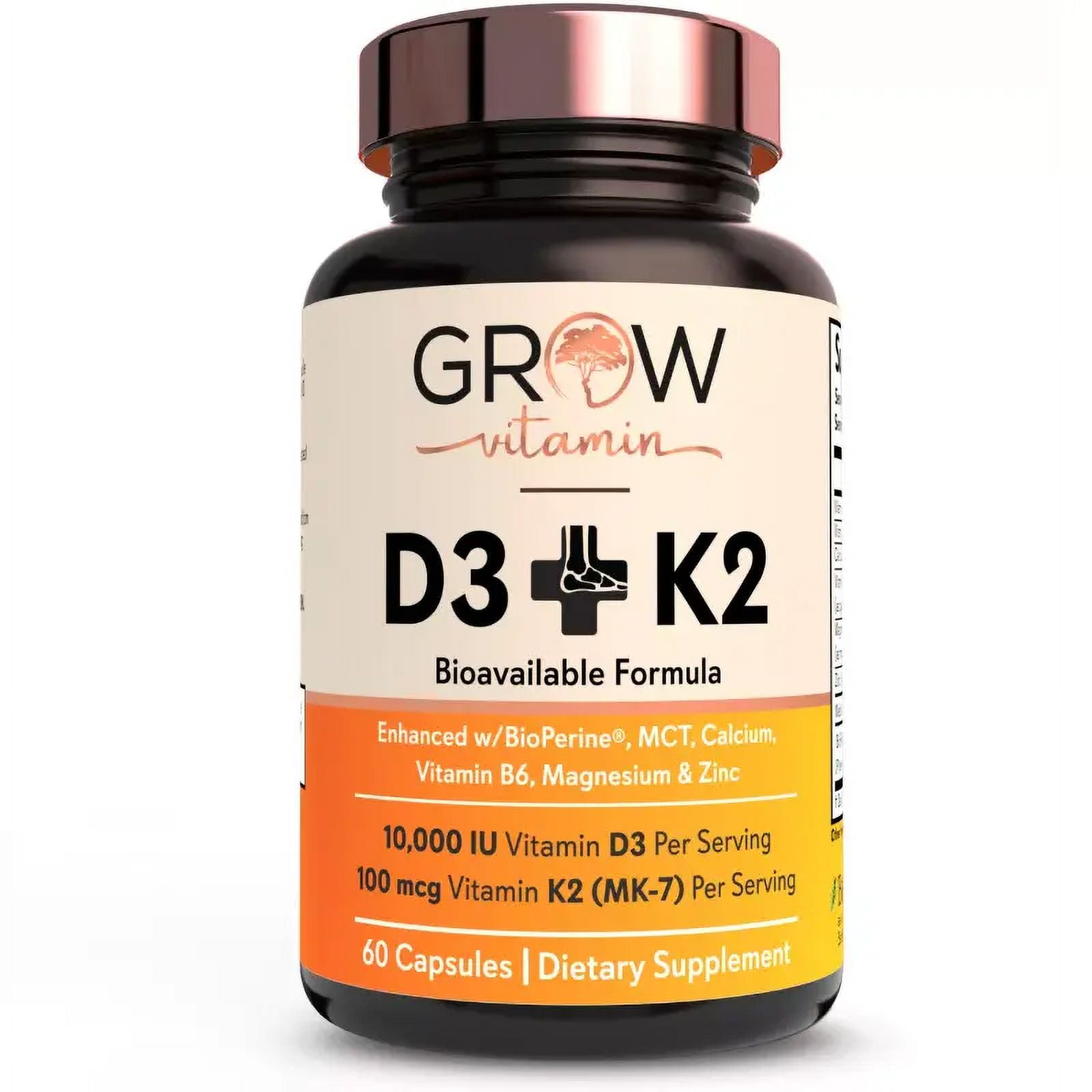 Vitar Life Vitamin D3 K2 with Coconut Oil | BioPerine Vitamin K2 MK7 + Vegan D3 10,000 IU-60 ...