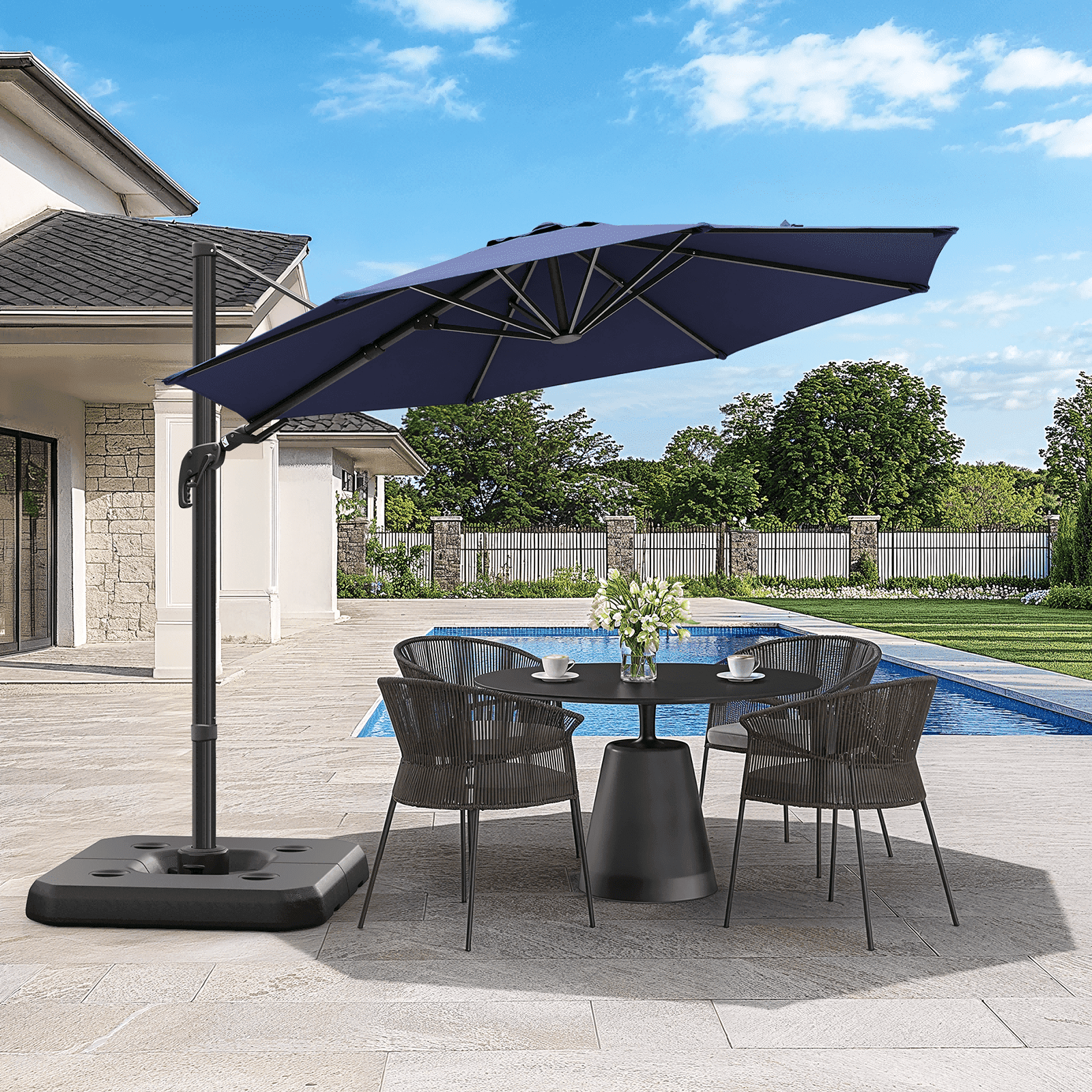Vitarpatio 10ft Patio Umbrella, 360 Degree Rotation Hanging Offset ...