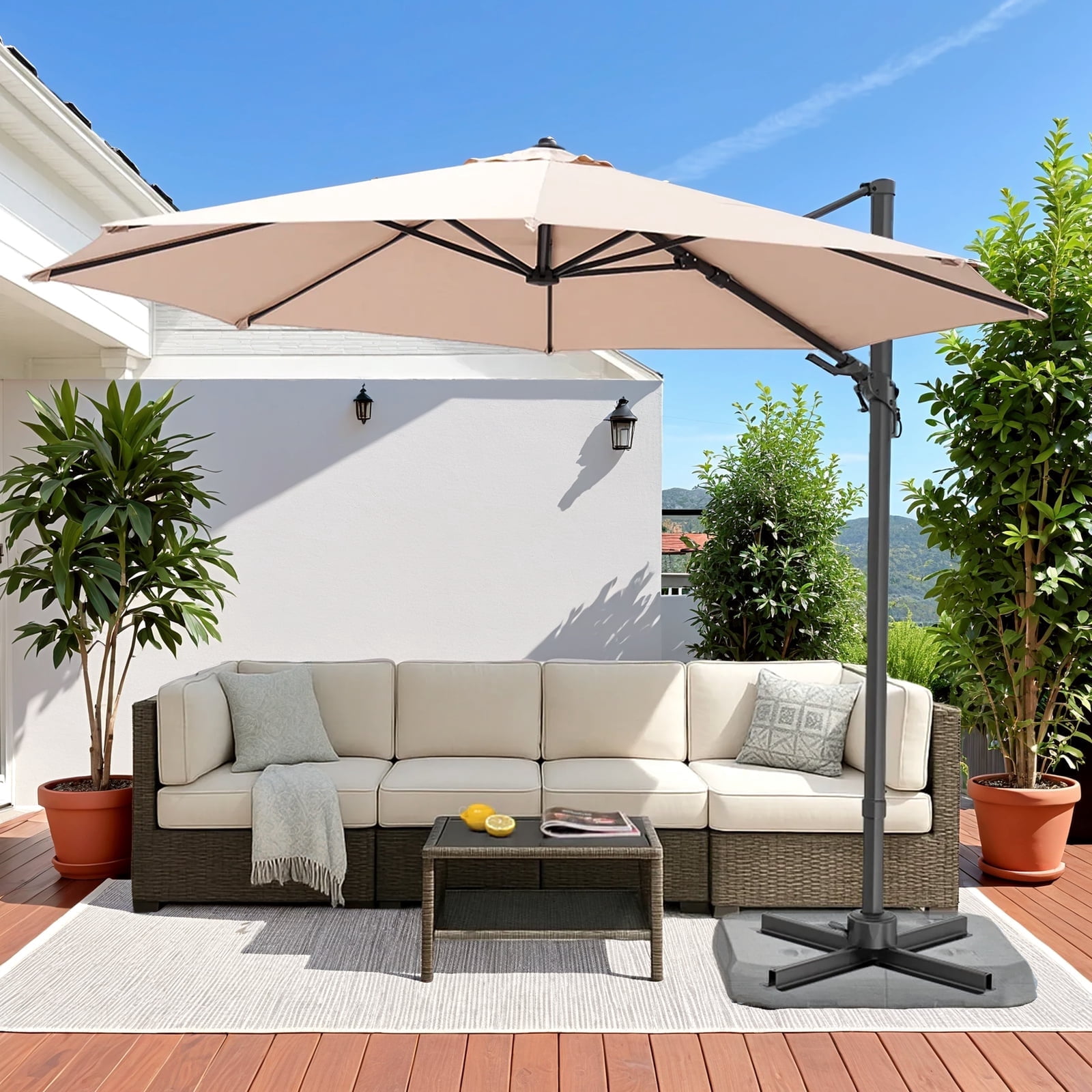 Vitarpatio 11ft Outdoor Patio Umbrella, 360° Rotation Large Cantilever ...