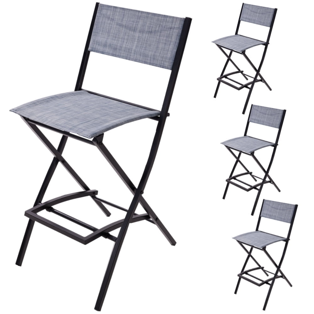 Vitarpatio 4 Piece Outdoor Bar Stools Set, Indoor Outdoor Bar Height Folding Chair with Footrest ...