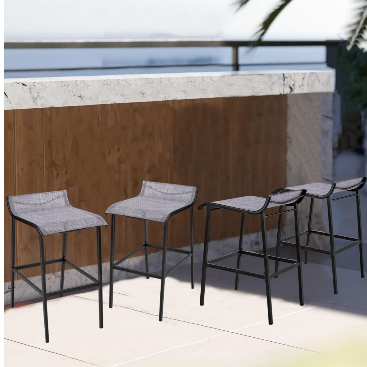 Vitarpatio 4 Pieces Outdoor Bar Stools, 29.5 inch Patio Counter Height ...