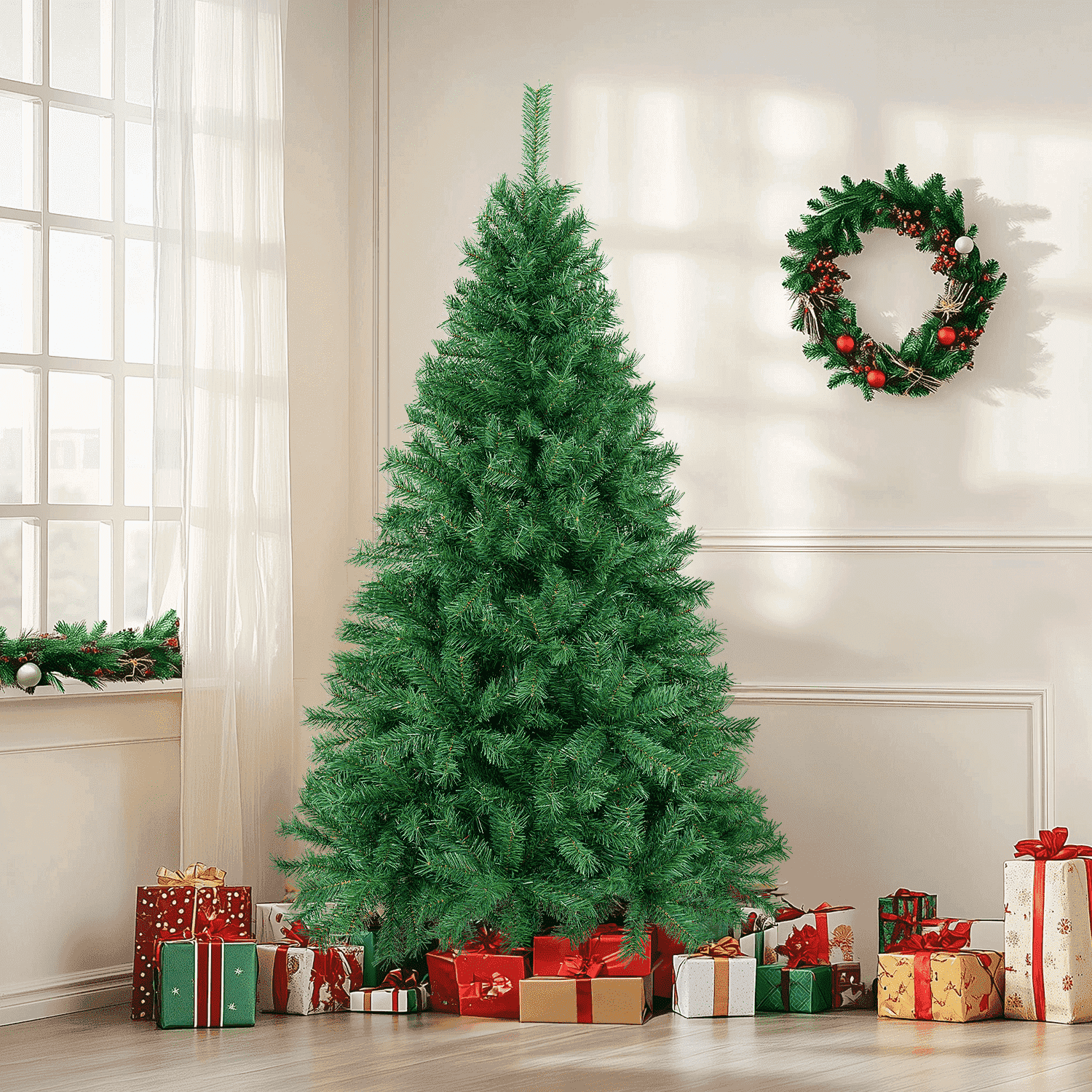 Vitarpatio 6ft Artificial Christmas Tree with 700 Tips, No-Lit Hinged ...