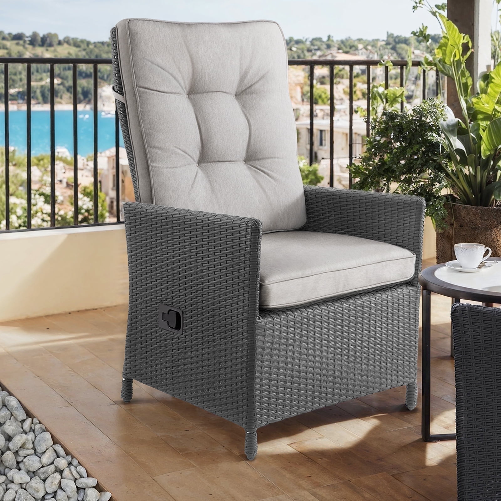 Vitarpatio Adjustable Wicker Recliner Chair Home Rattan Reclining ...