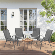 Gymax 2-Set Breathable Fabric Patio Chairs with Steel Frame for Yard ...