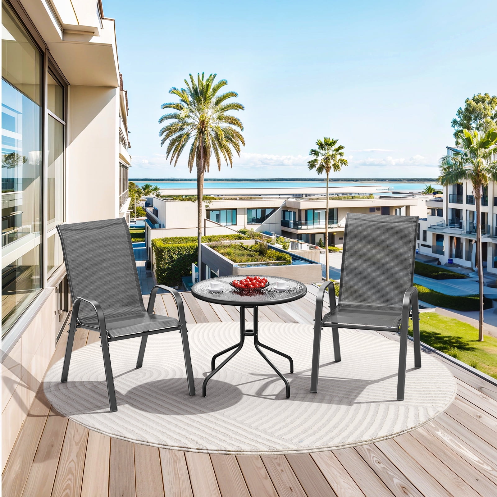 Vitarpatio Outdoor Patio Dining Chairs Set of 2, Stackable Patio Chair ...