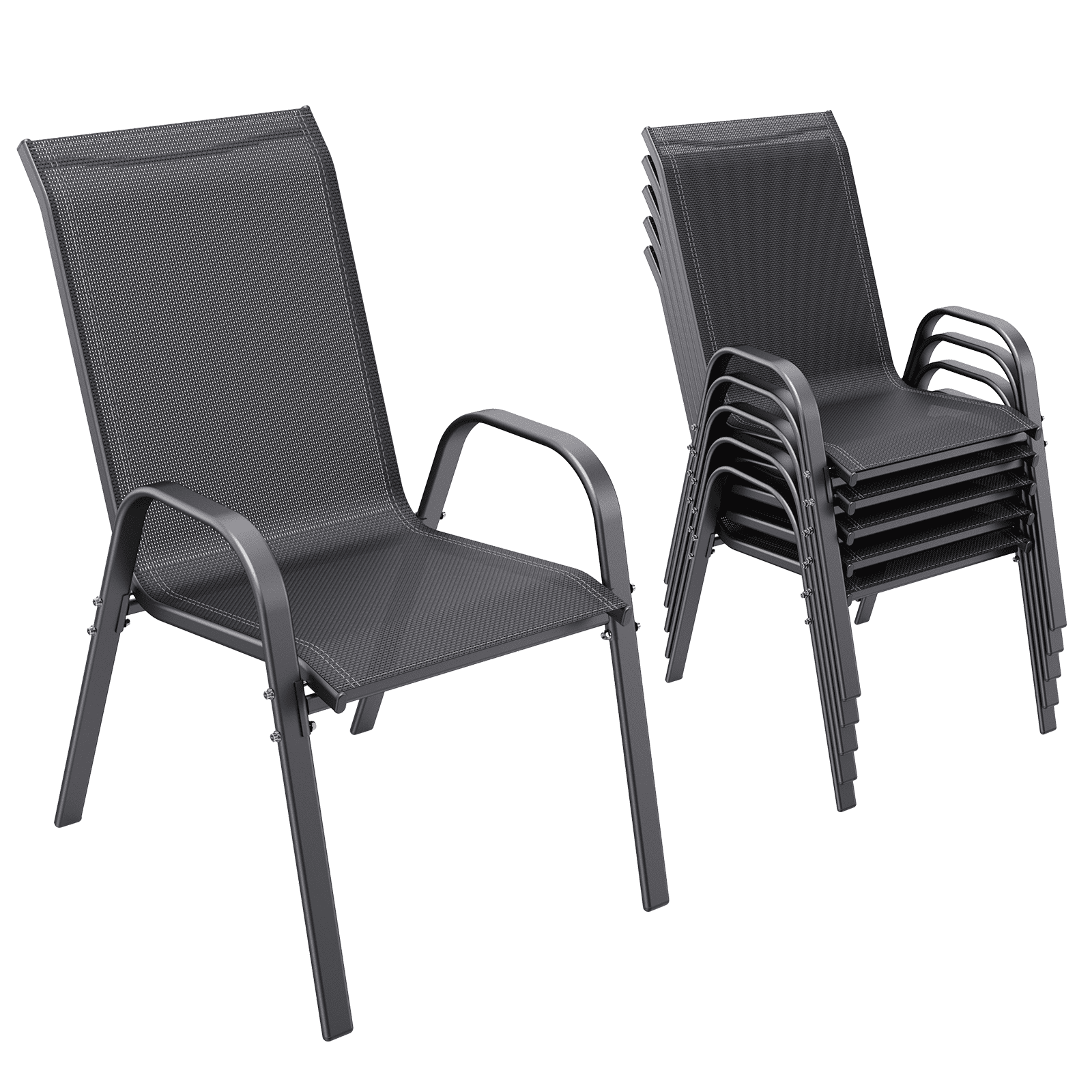 Vitarpatio Outdoor Patio Dining Chairs Set of 6, Stackable Patio Chair ...