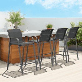 OC Orange Casual Patio Bar Chair Set of 2 Outdoor Indoor Bar Stools All Weather Aluminum Textile Fabric High Top Patio Dining Chairs White