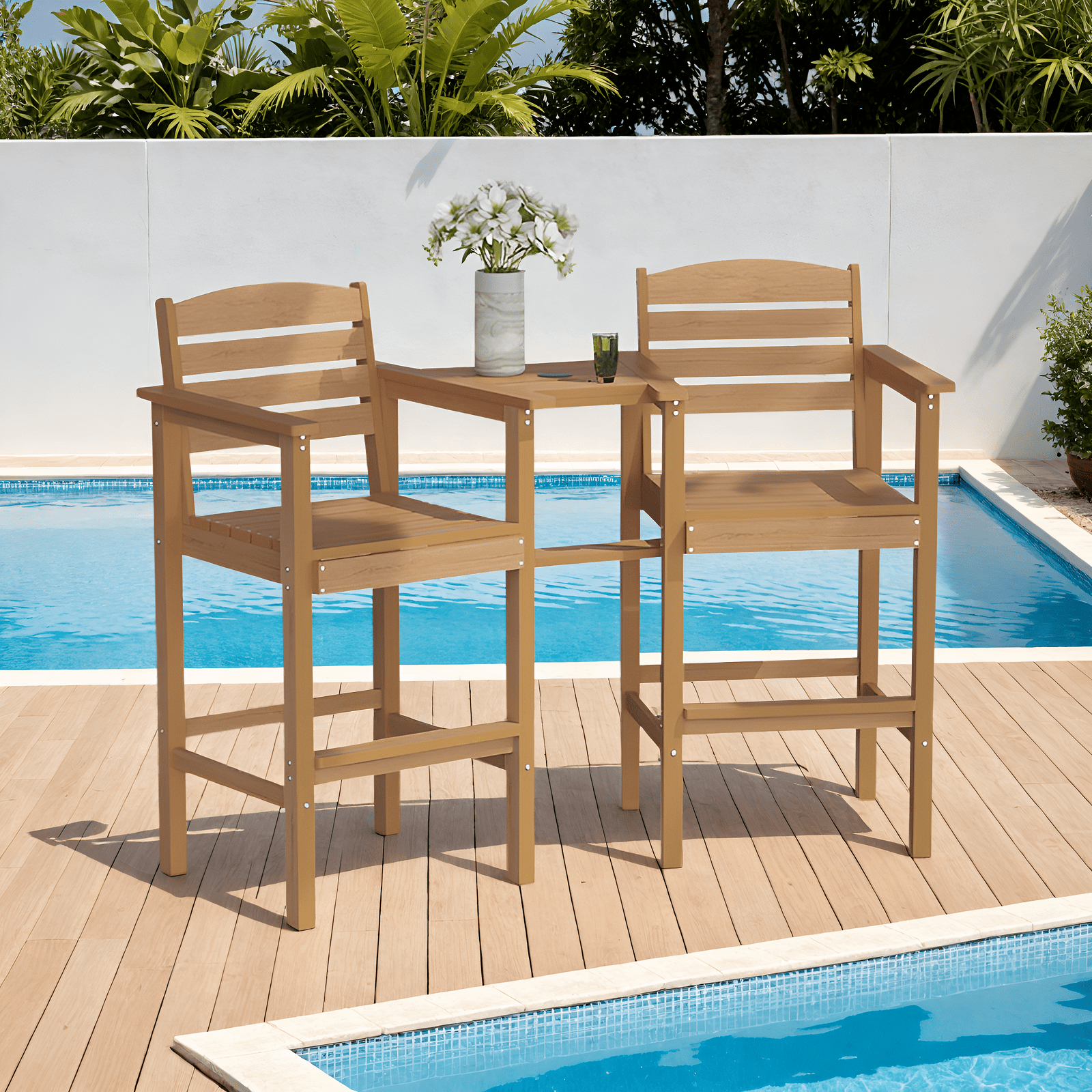 Vitarpatio Tall Adirondack Chairs Bar Height Set of 2 with Connecting ...