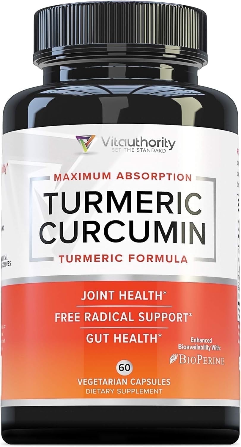 Vitauthority Turmeric Curcumin Supplement with Black Pepper for Joint ...