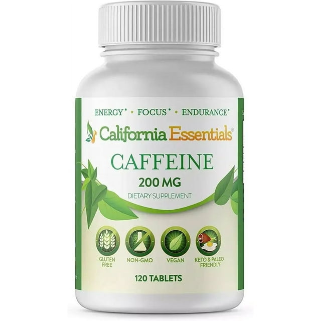 Vitazens California Essentials Caffeine Pills - 200mg - 120 Tablets ...