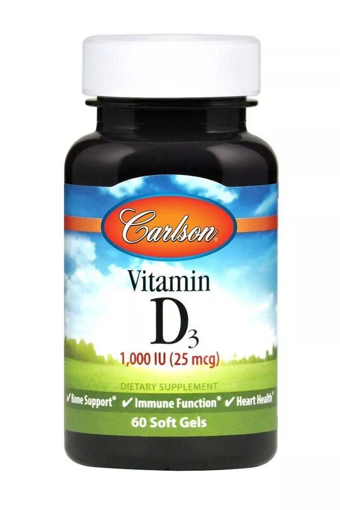 Vitazens Carlson Laboratories Vitamin D3 1,000 IU (25 mcg) 60 Softgel ...