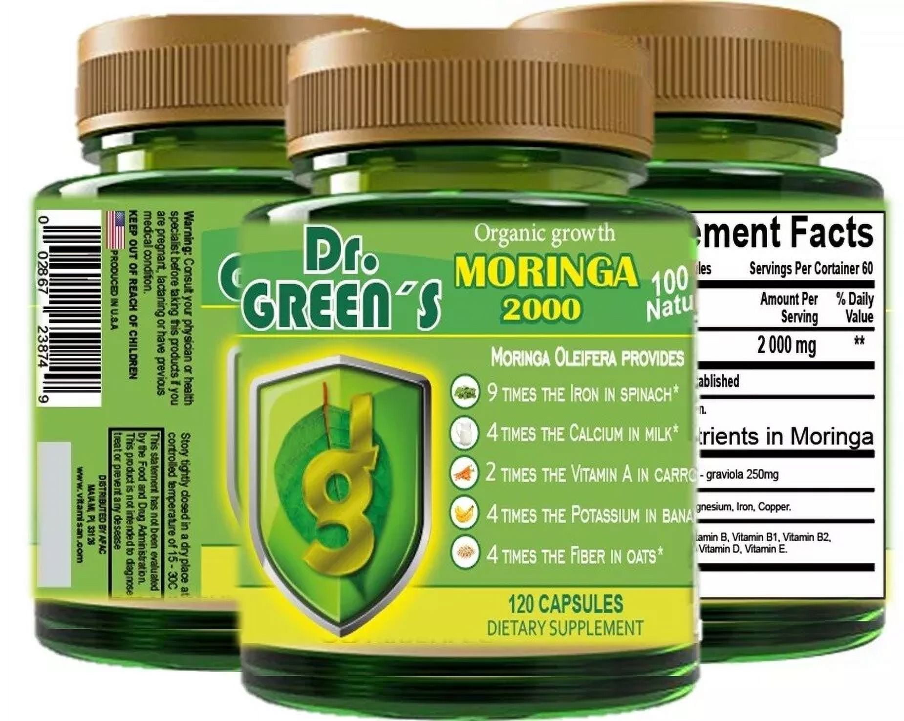 Vitazens MORINGA OLEIFERA LEAF PILLS 120 CAPSULES NATURAL MULTI VITAMIN ...
