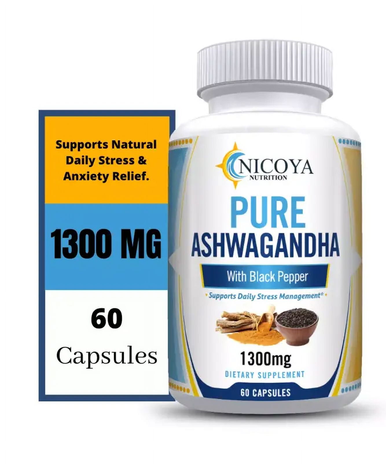 Vitazens Organic Ashwagandha Capsules 1300mg Supplement w/ Black Pepper ...