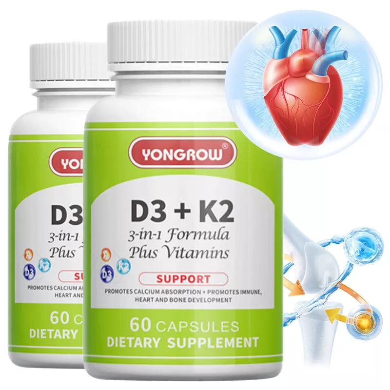 Vitazens VITAMIN K2 WITH D3 5000 IU Bone Heart Health MK7 100 mcg + MK4 ...