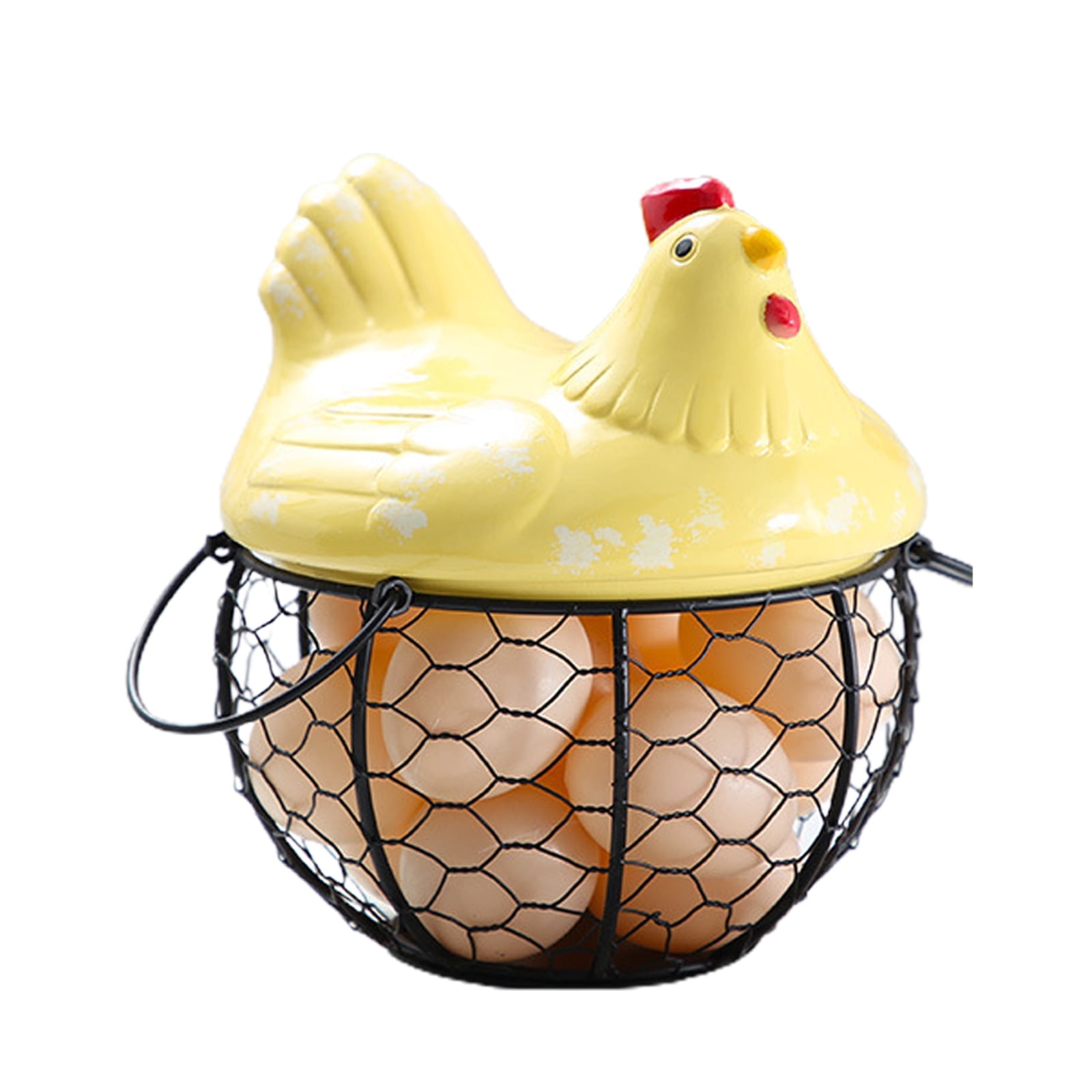 Vitdipy Egg Basket, Iron Wire Chicken Egg Holder with Ceramic Lid for ...
