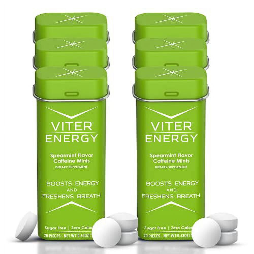 Viter Energy Caffeinated Mints - 40mg Caffeine, B Vitamins, Sugar Free ...