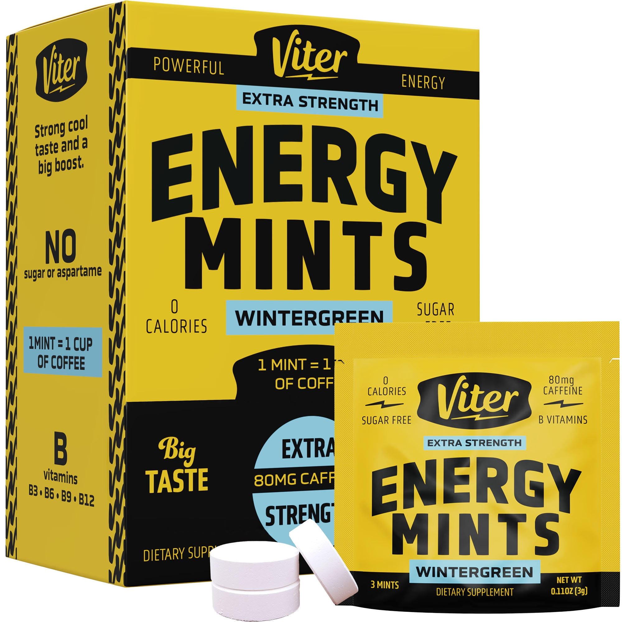 Viter Energy Extra Strength Mints 80mg Caffeine & B Vitamins ...