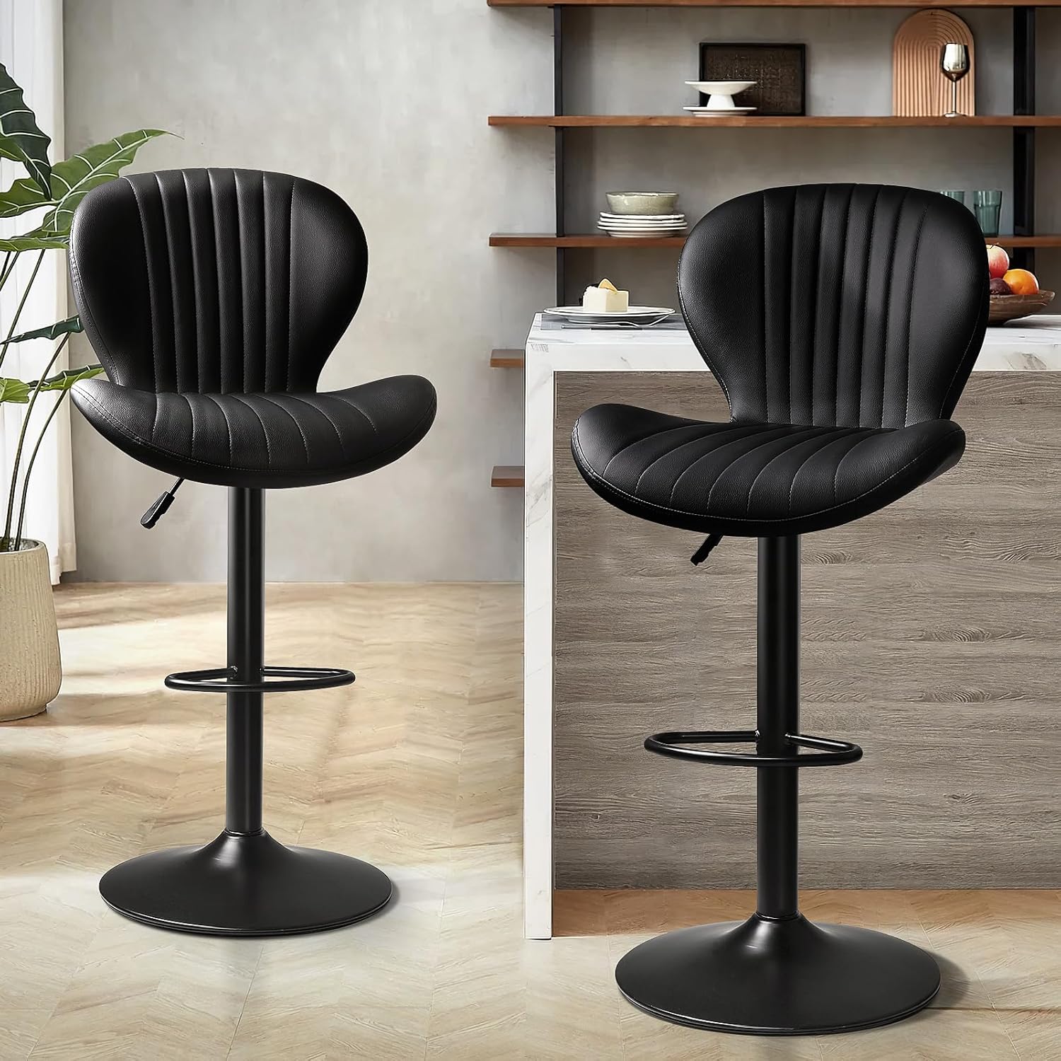 Baxton Studio Gradisca Upholstered Swivel Bar Stool - Set of 2 ...