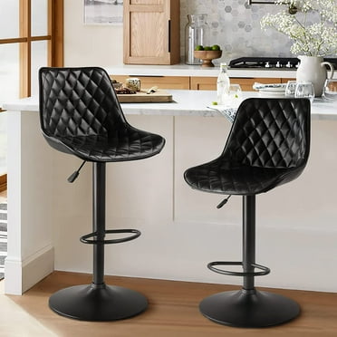 MoNiBloom Modern Adjustable Bar Stools Set of 4, Faux Leather Swivel ...