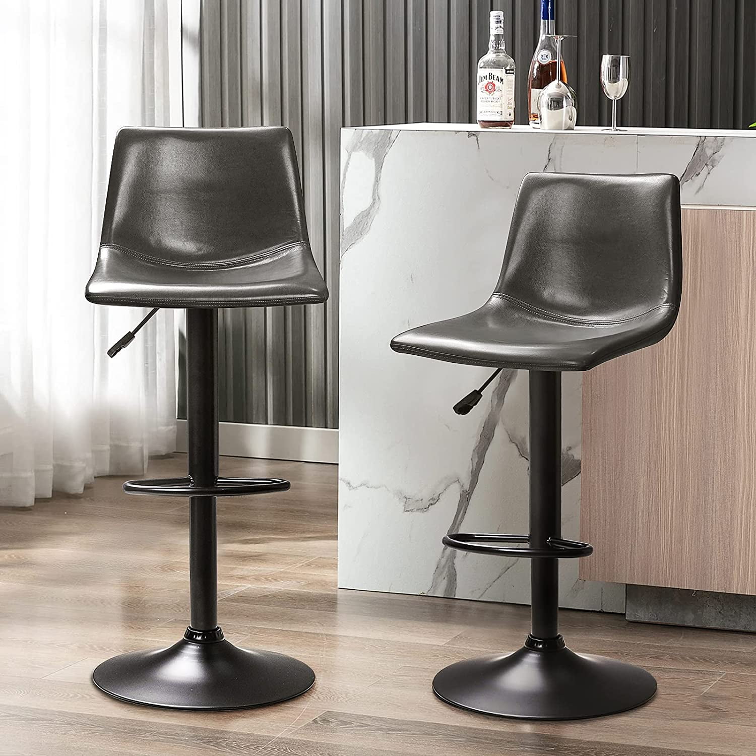 Vitesse Bar Stools Set of 2 Modern Swivel Bar Chairs, Barstools Counter ...