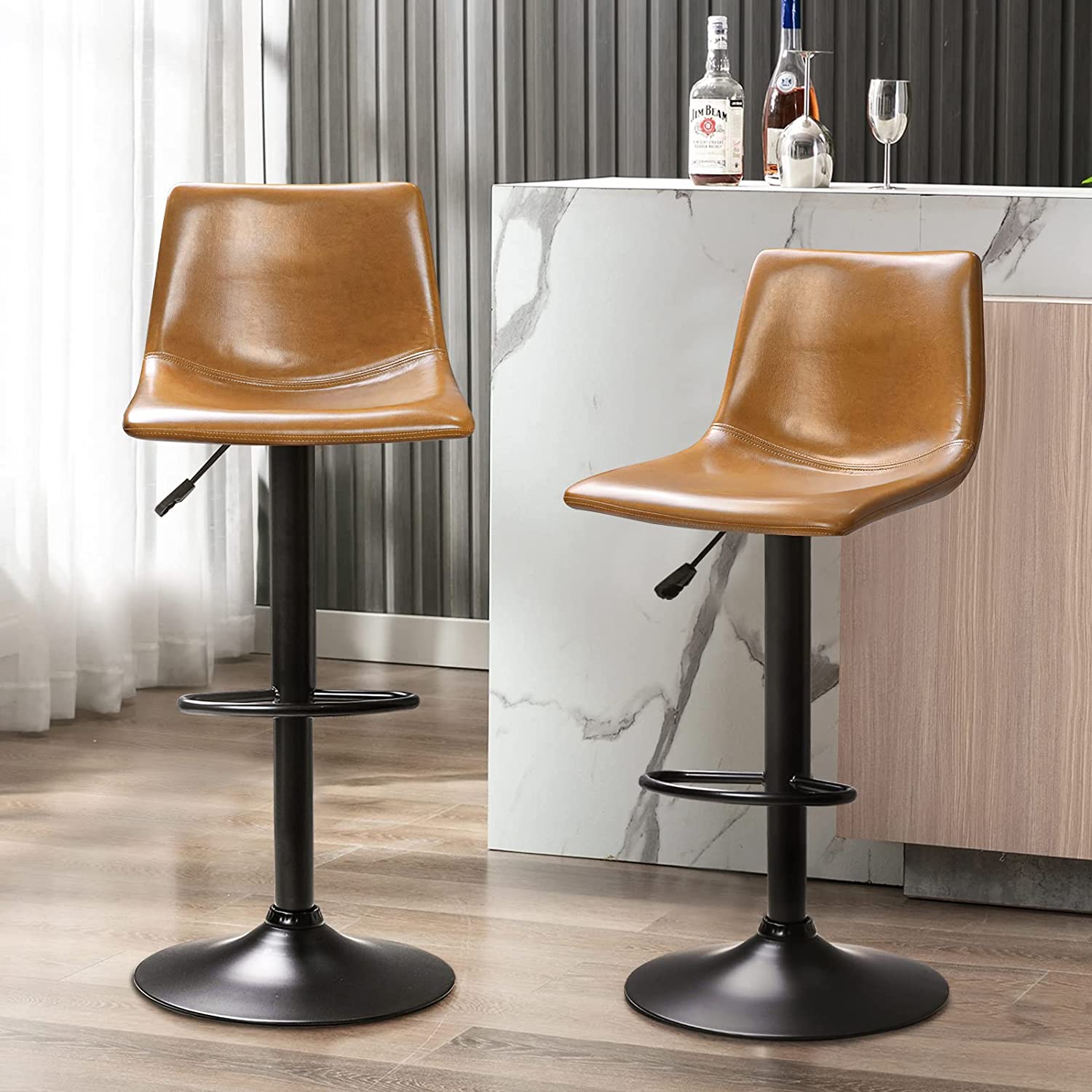 Nordic Tulip High Bar Stool with Backrest - Set of 2, Perfect for ...