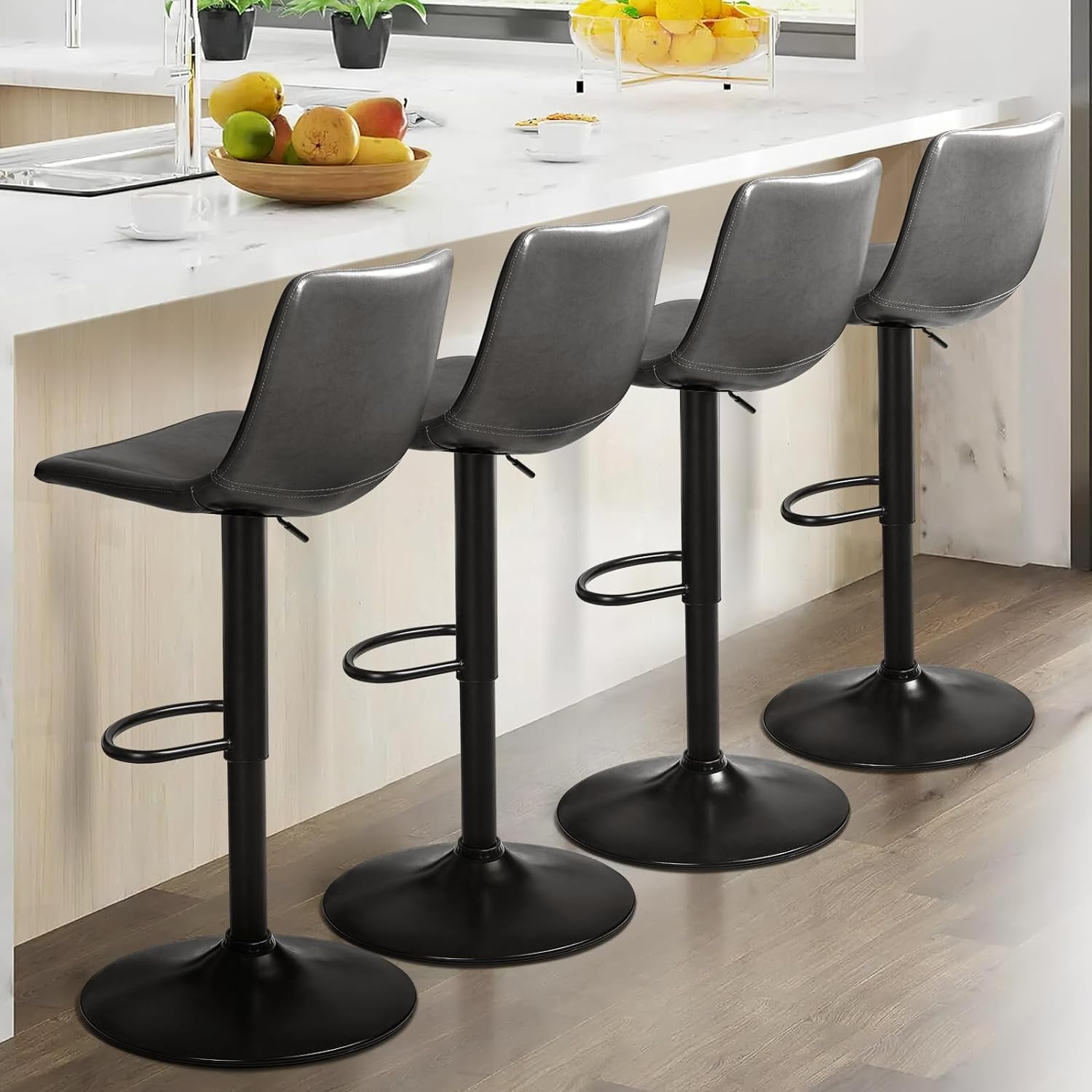 Vitesse Bar Stools Set of 4 Modern Swivel Bar Chairs, Barstools Counter ...