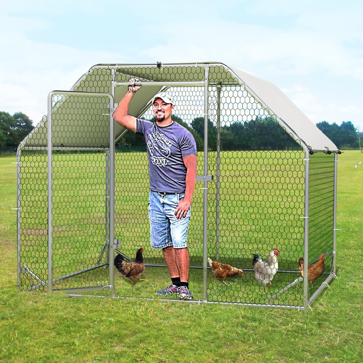Vitesse Predator Proof Large Metal Chicken Coop, Weatherproof Walk in ...