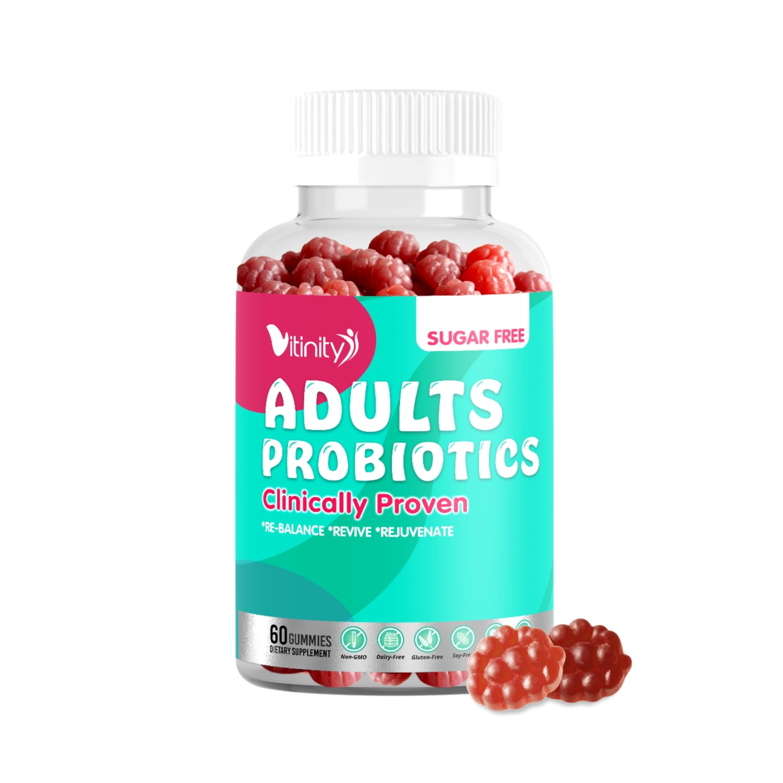 Vitinity Probiotic-10+Inulin Adult Gummy Supplement, 30 Day Supply ...
