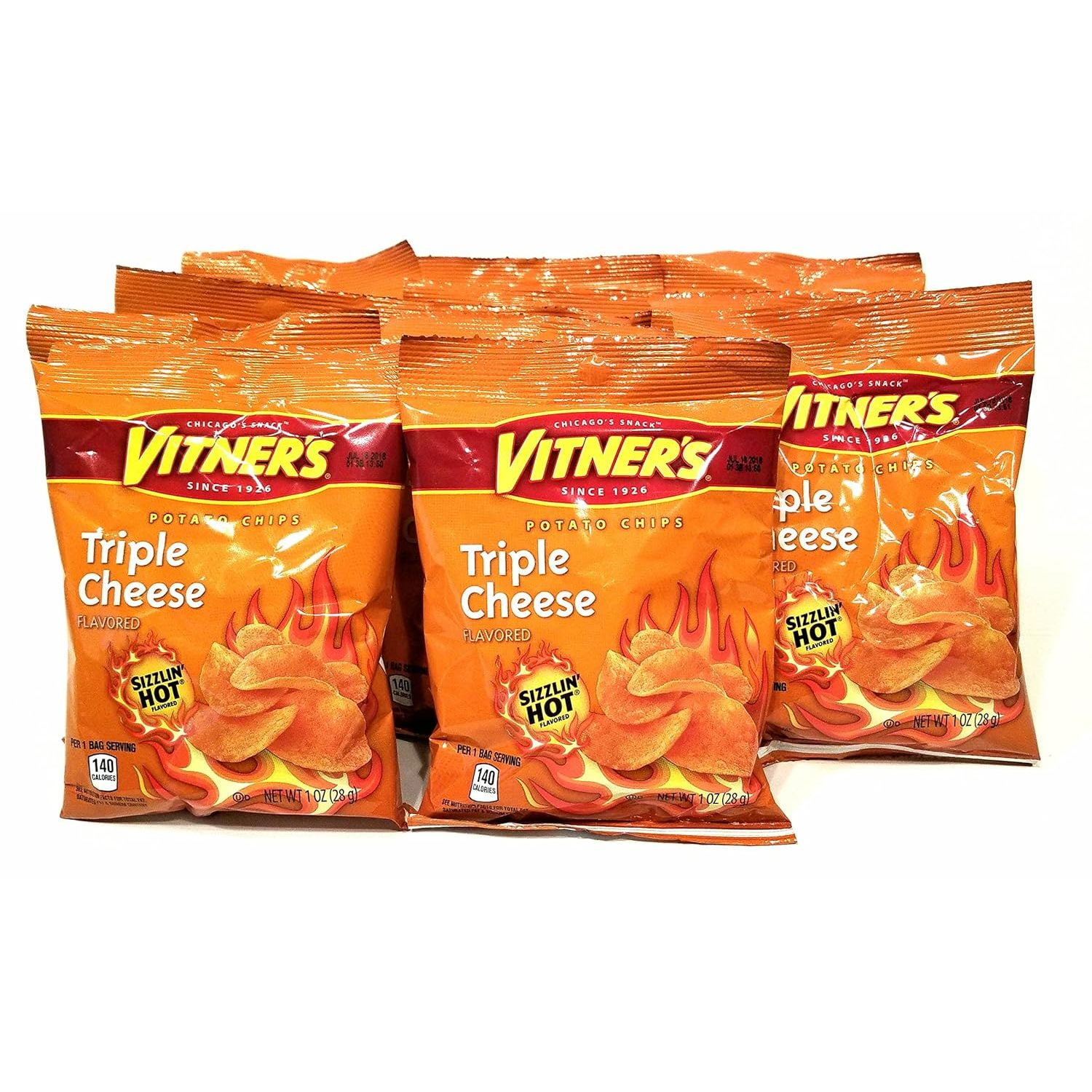 Vitners Tangy Triple Cheese Sizzlin' Hot Chips 25 Pack 1oz bags A ...