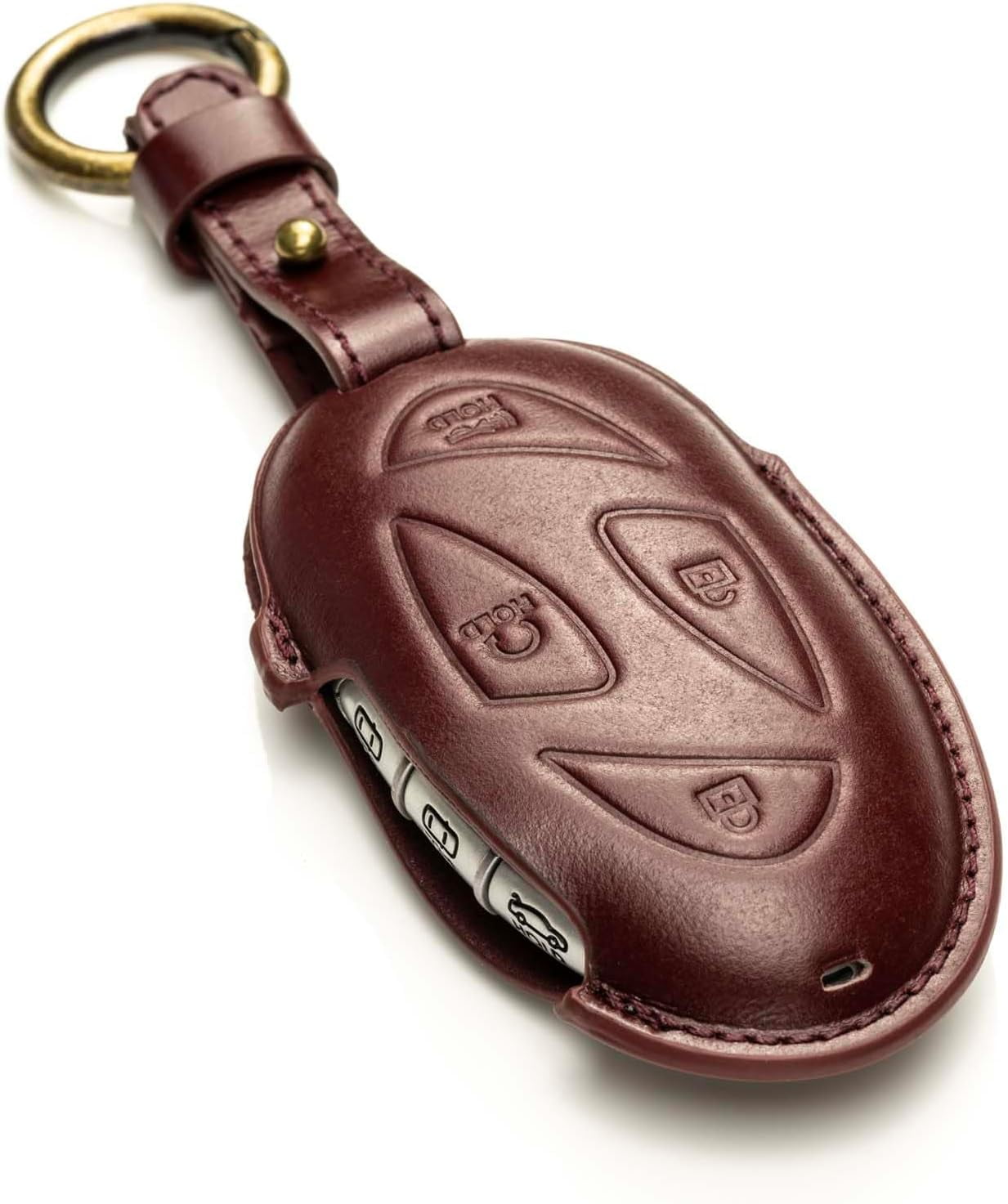 Vitodeco 3D Superior Premium Genuine Leather Smart Key Fob Case Compatible with Hyundai Santa Fe ...