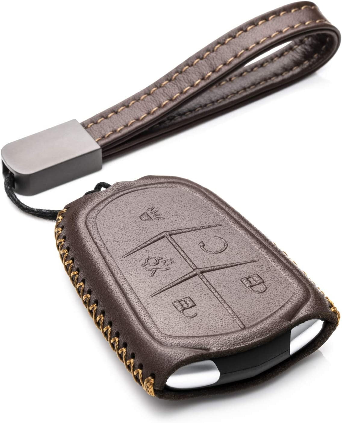 Vitodeco Genuine Leather Smart Key Fob Case Compatible for Cadillac XT4, Cadillac XT5, Cadillac ...