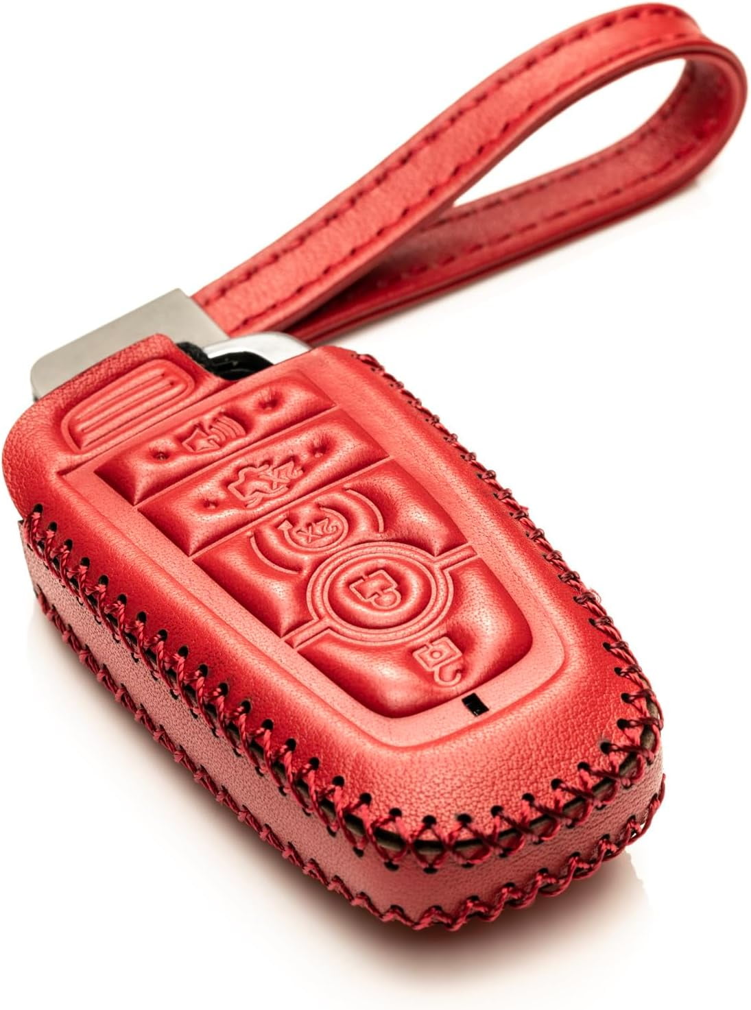 Vitodeco Genuine Leather Smart Key Fob Case Compatible with Ford Mustang 2018-2025, Ford Mustang ...