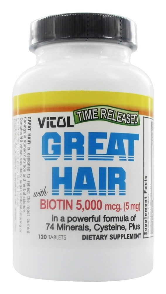 Vitol Beauty Supplements for Hair Growth, Great Hair Time Released ...