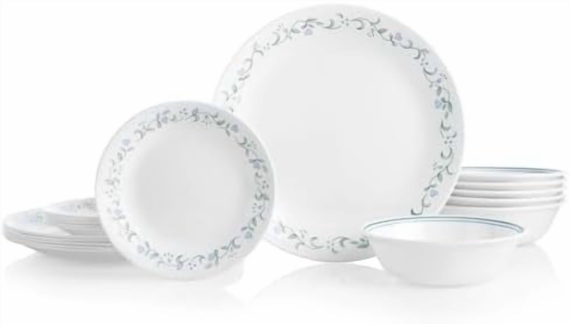 Vitrelle 18-Piece Service for 6 Dinnerware Set Triple Layer Glass and ...