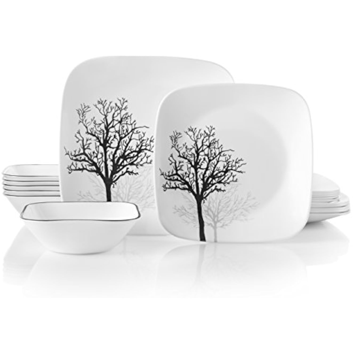 Vitrelle 18-Piece Service for 6 Dinnerware Set Triple Layer Glass and ...